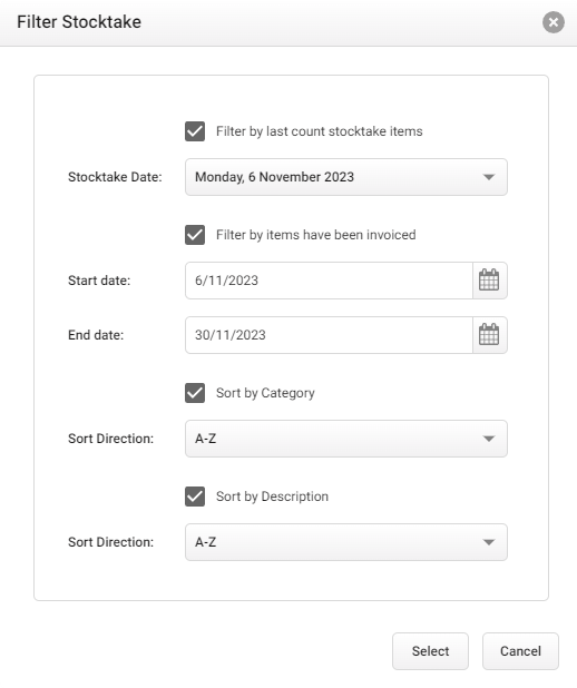 Creating a Stocktake