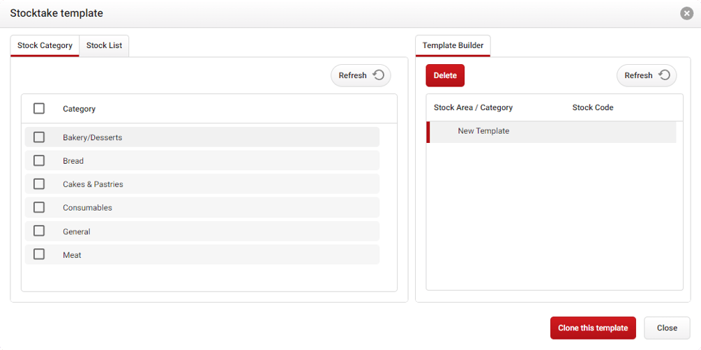 Creating Stocktake Templates