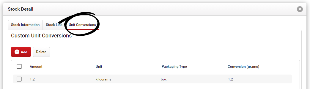 Setting Custom Stock Unit Conversions