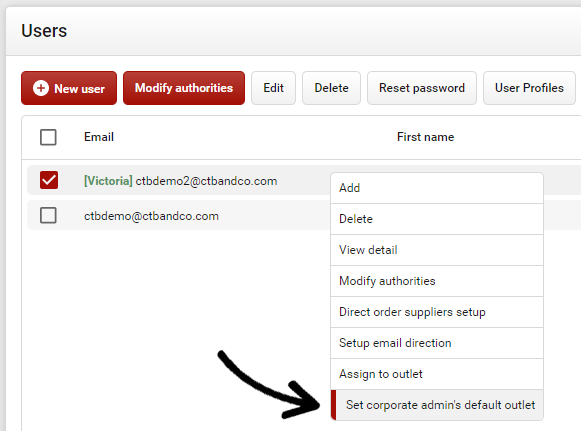 Assigning Users to Outlets