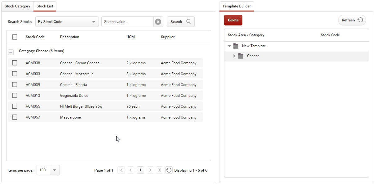 Creating Stocktake Templates