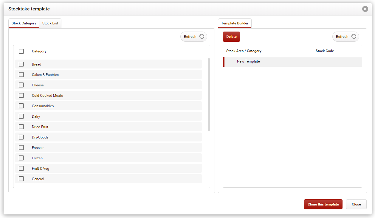Creating Stocktake Templates