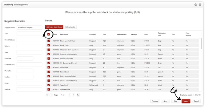 Importing Suppliers and Stock