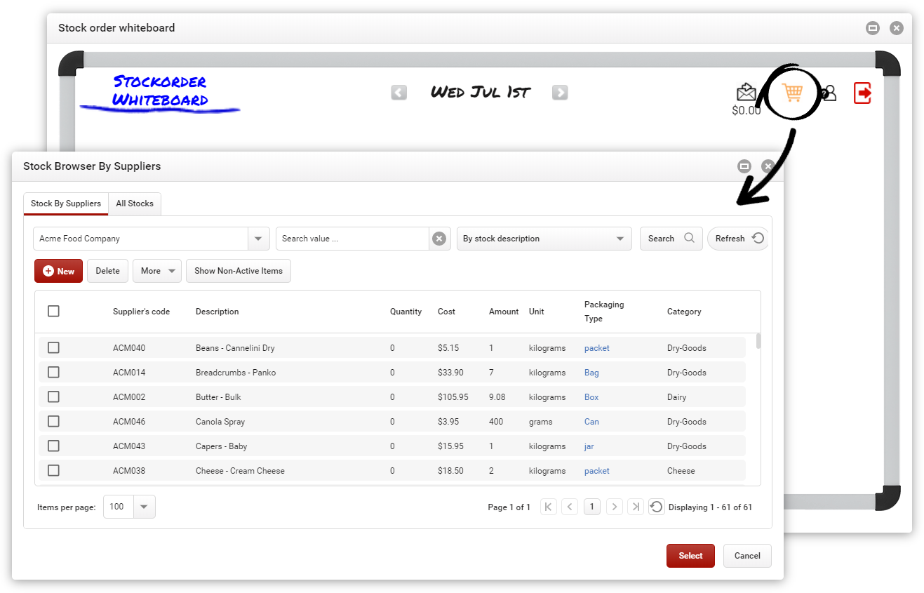 Using the Whiteboard to Place Purchase Orders