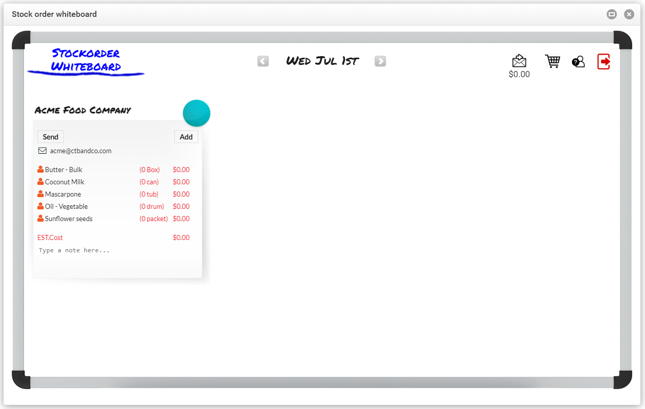 Using the Whiteboard to Place Purchase Orders