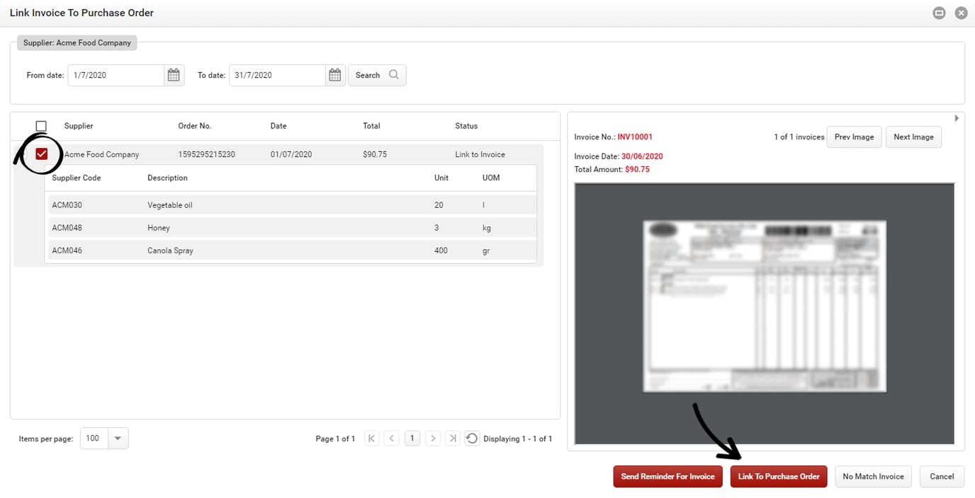 Receiving an Invoice and Credit Notes