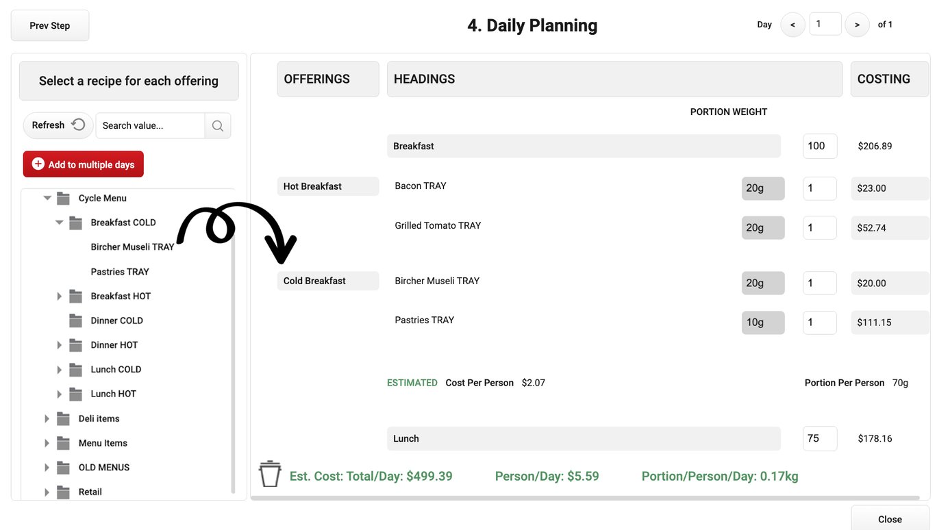 Managing Your Cycle Menus