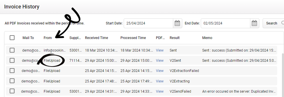 Upload an Invoice as an Image