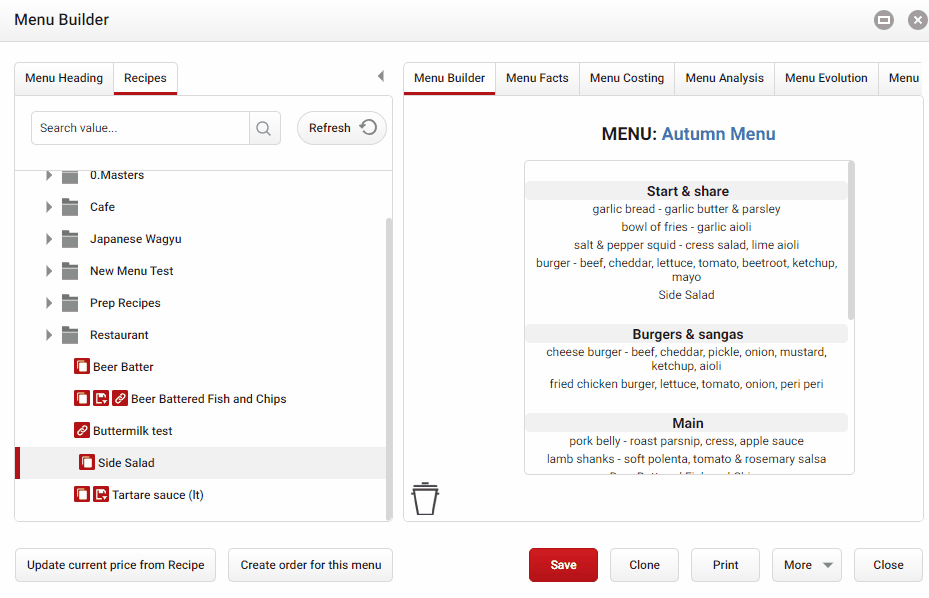 Using Menu Builder Theoretical Cost Analysis Using Menu Builder Theoretical Cost Analysis