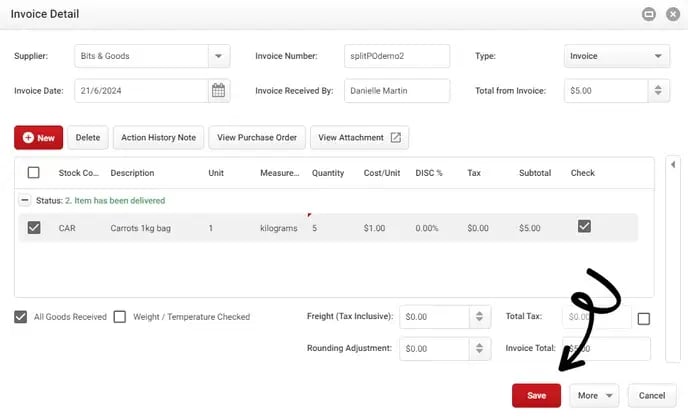 Splitting a Purchase Order