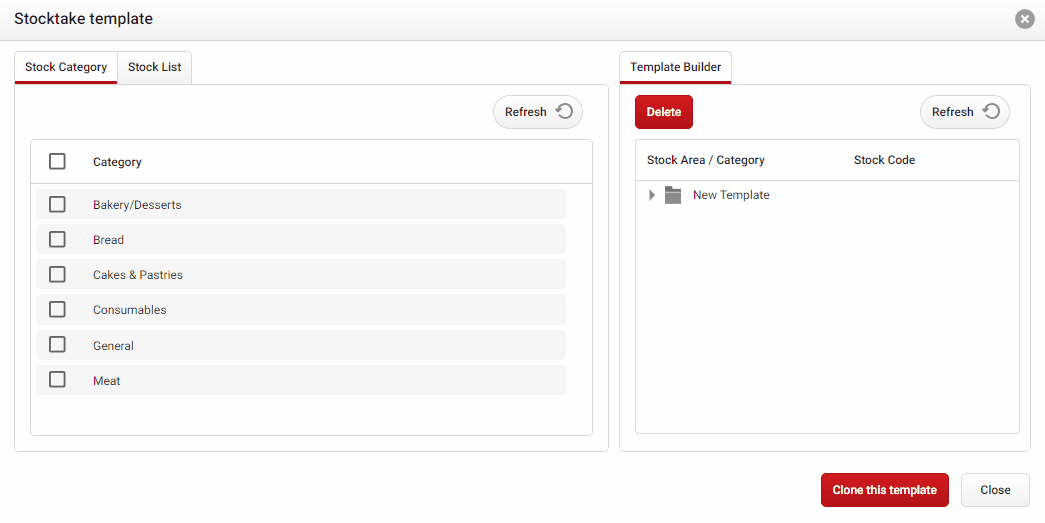 Creating Stocktake Templates
